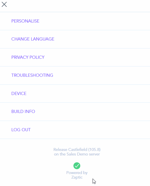 App Settings – Zaptic